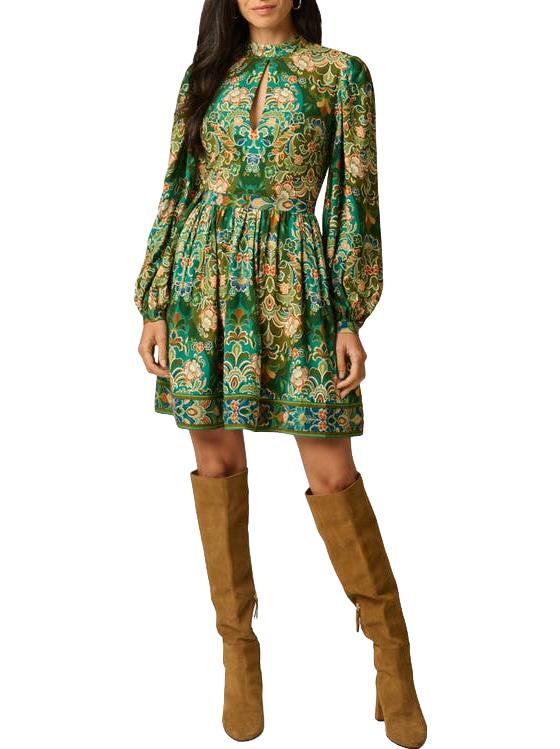ADRIANNA PAPELL Adrianna Papell Printed Mock Neck Long Sleeve Minidress